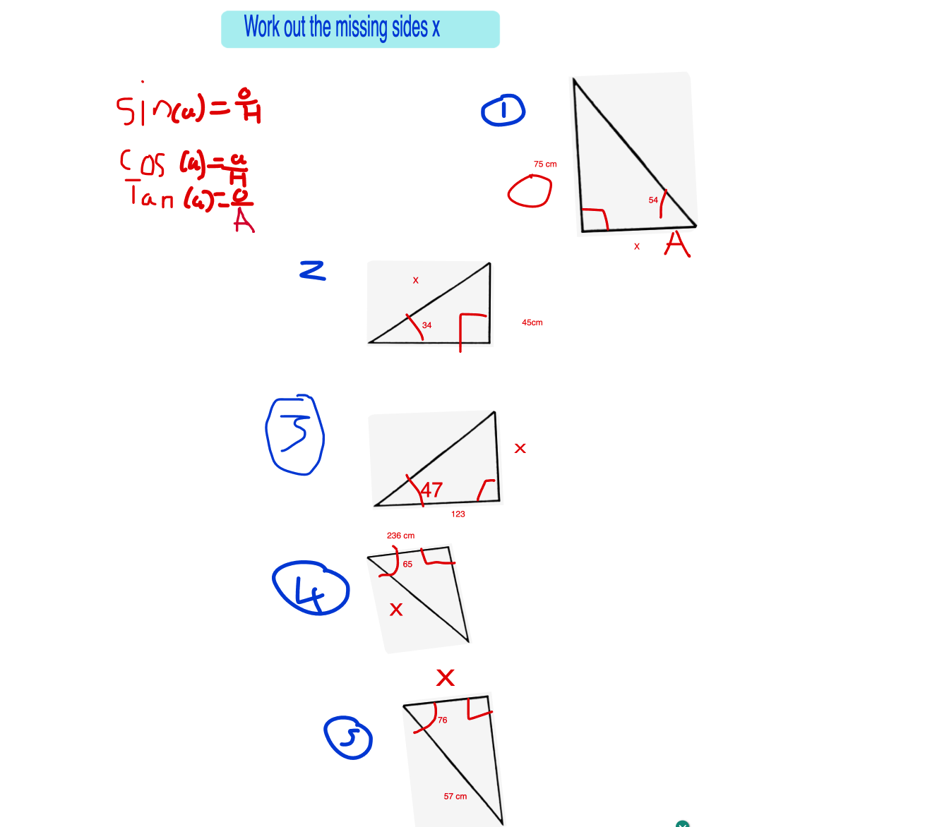 GCSE Trigonometry missing sides - Sandeman Tutoring